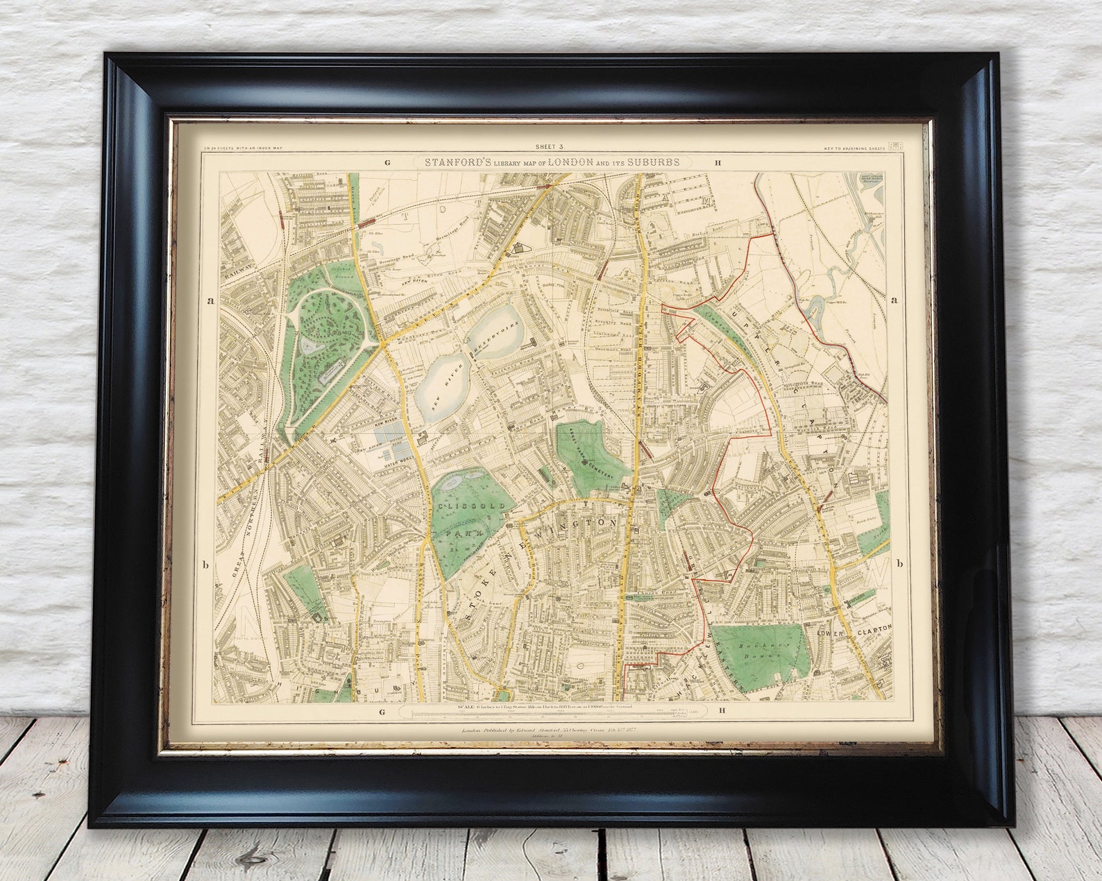Old LONDON Colour Map 1891 Highbury, Finsbury Park - Exceptional ...