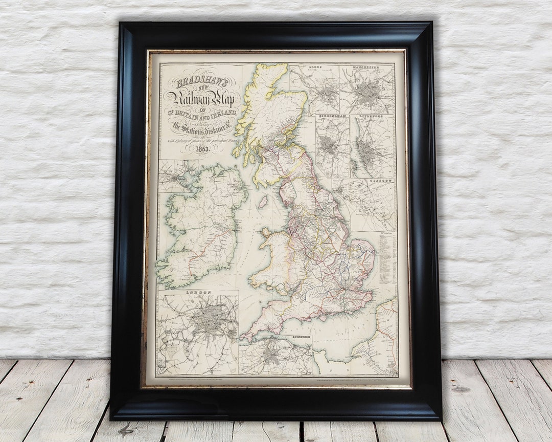 Rare Famous BRADSHAW'S RAILWAY Map 1853 Restored Reproduction ...