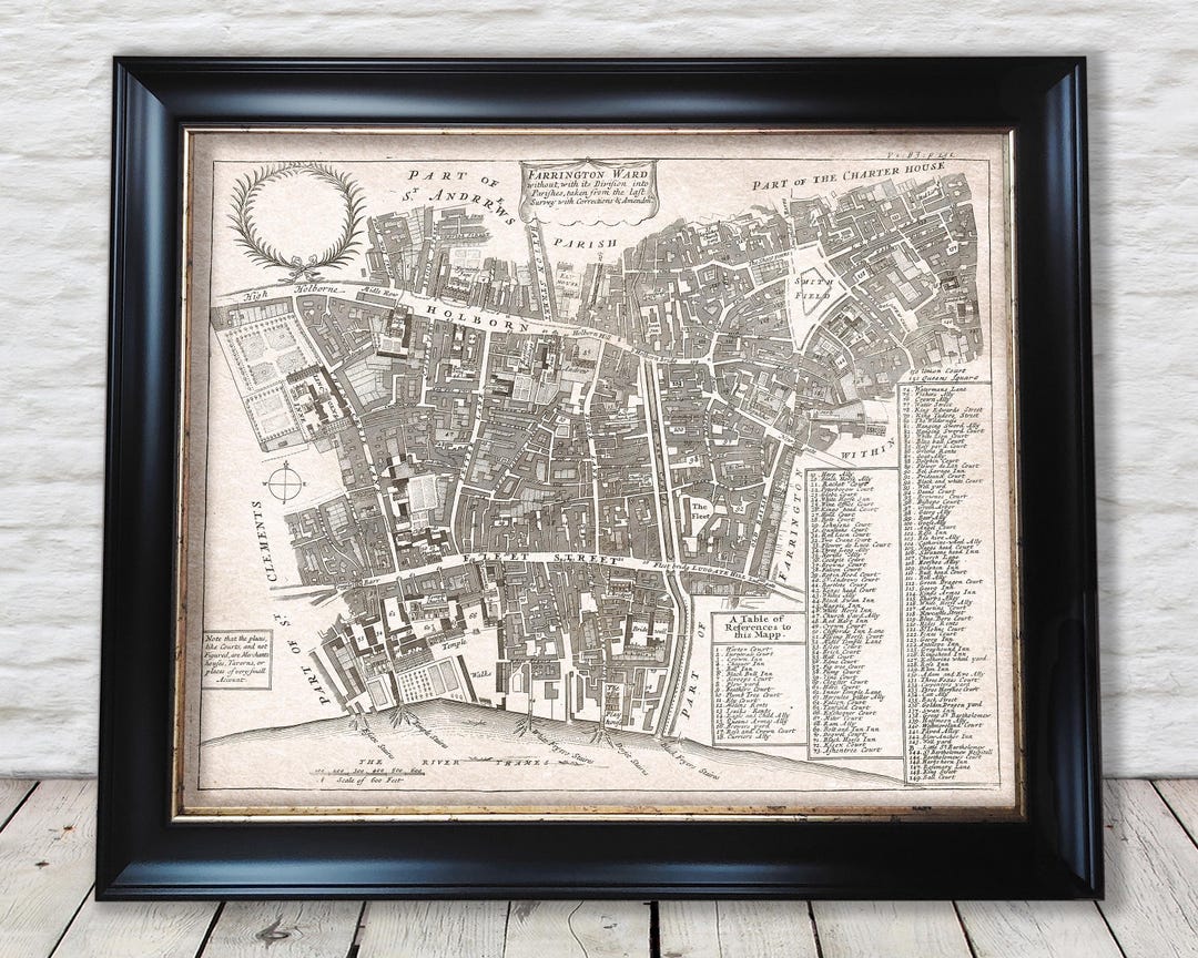 Old FARRINGDON Ward Map Strype Stow 1720 - St Barts the Fleet Ludgate ...