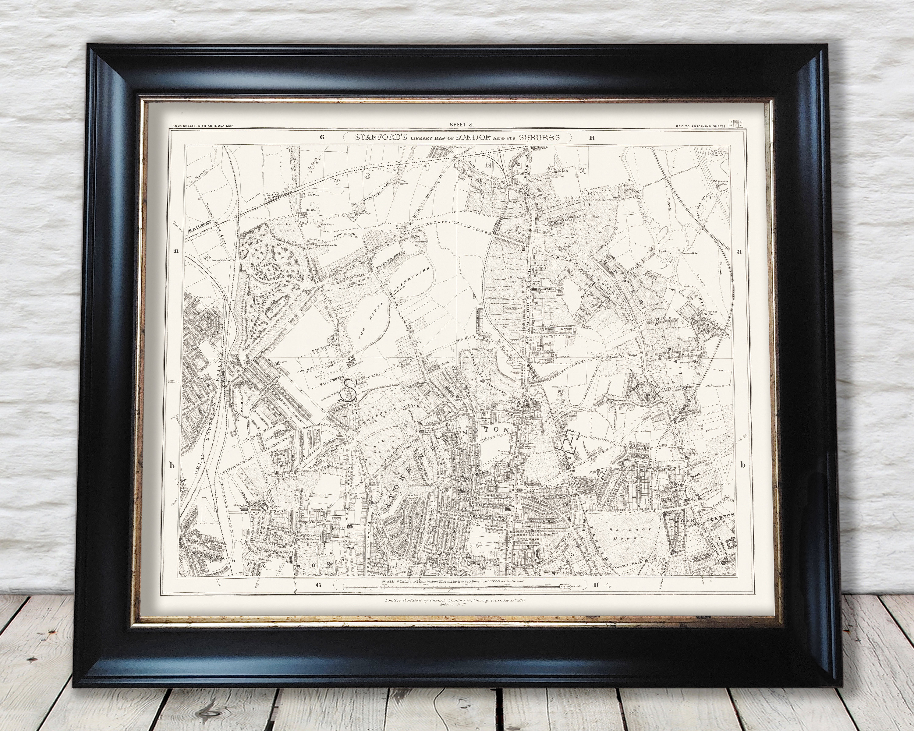 Old LONDON Map 1877 Highbury, Finsbury Park, Stoke Newington Sheet 3 ...