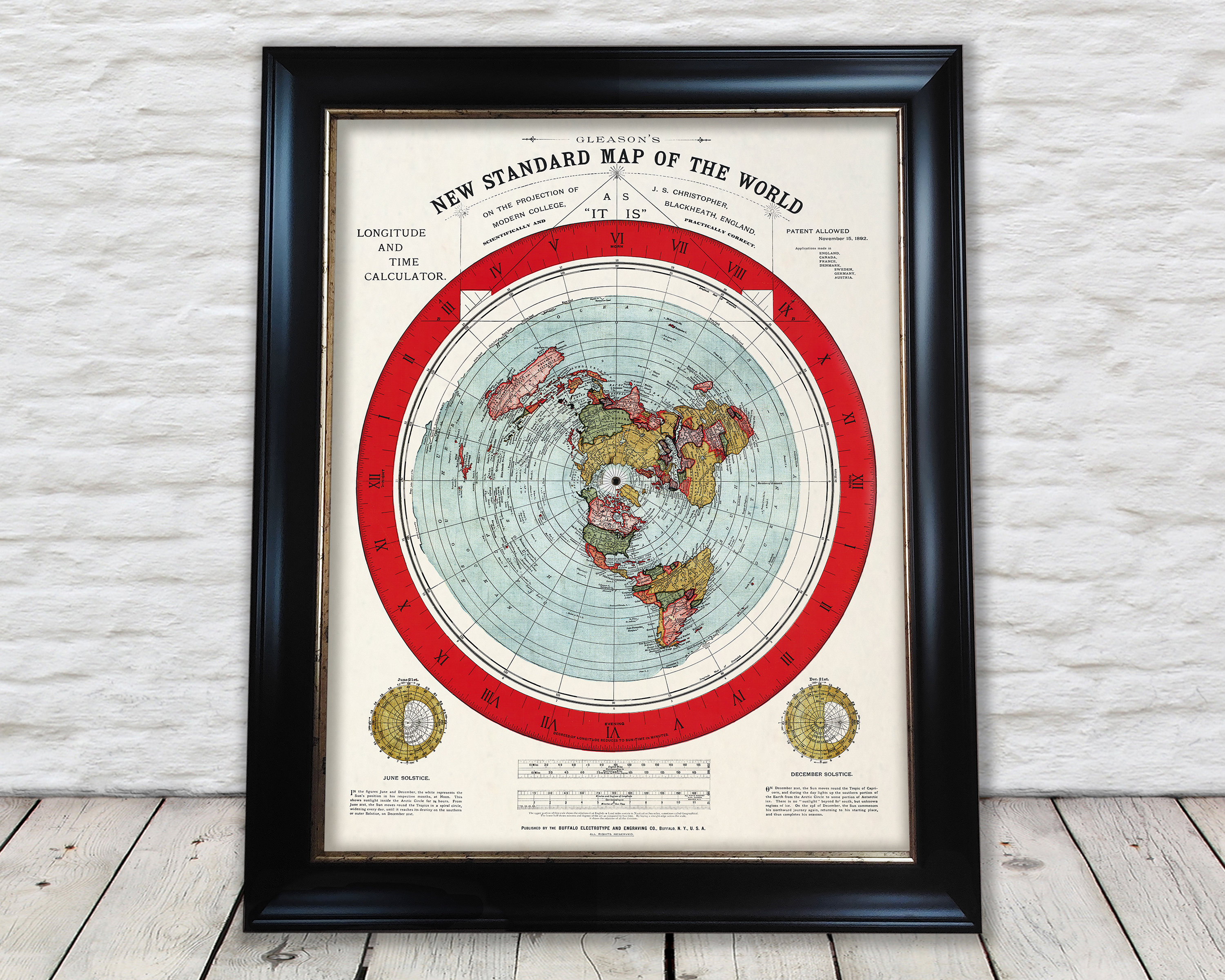 Gleason's FLAT EARTH Map of the World 1892 Scientifically Correct ...