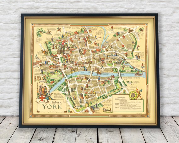 Fascinating Historic YORK Map 1947 by Estra Clark Pictorial - Etsy