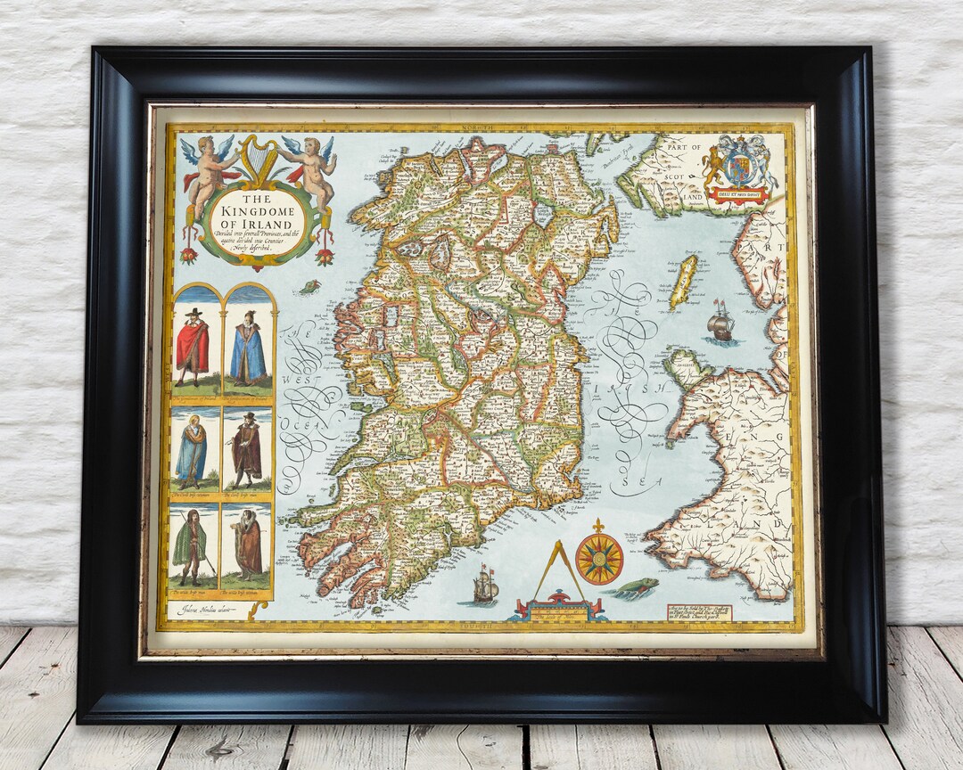 Old IRELAND Map John Speed 1611 Ulster, Leinster, Munster, Connacht ...
