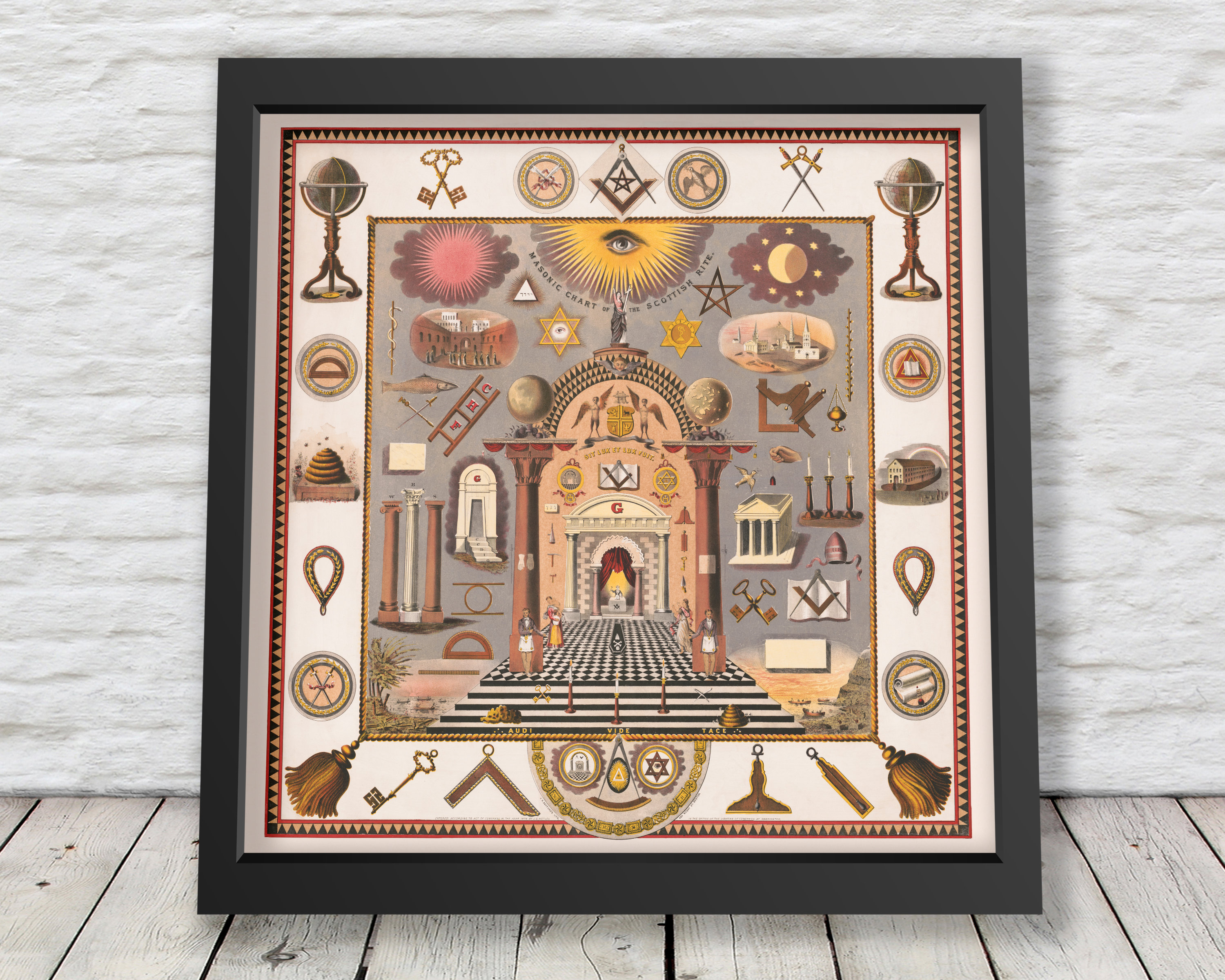 Masonic Chart of the Scottish Rite C1874 Freemasonry, Lodge Exceptional ...