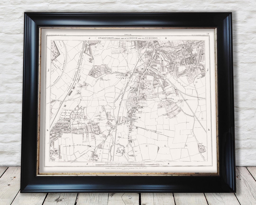 Old LONDON Map 1877 Lewisham Hither Green Rushy Green Sheet 20 ...