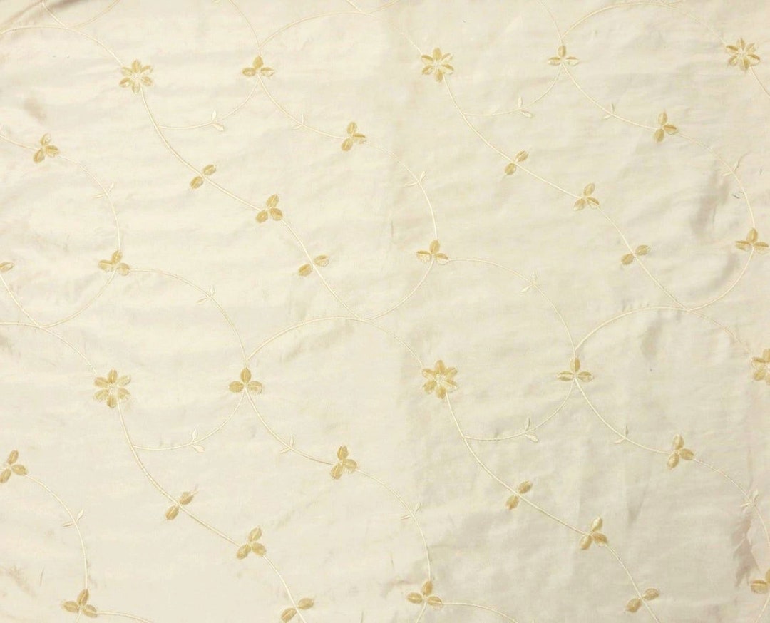 Ivory Embroidered Fabric by the Yard - Etsy