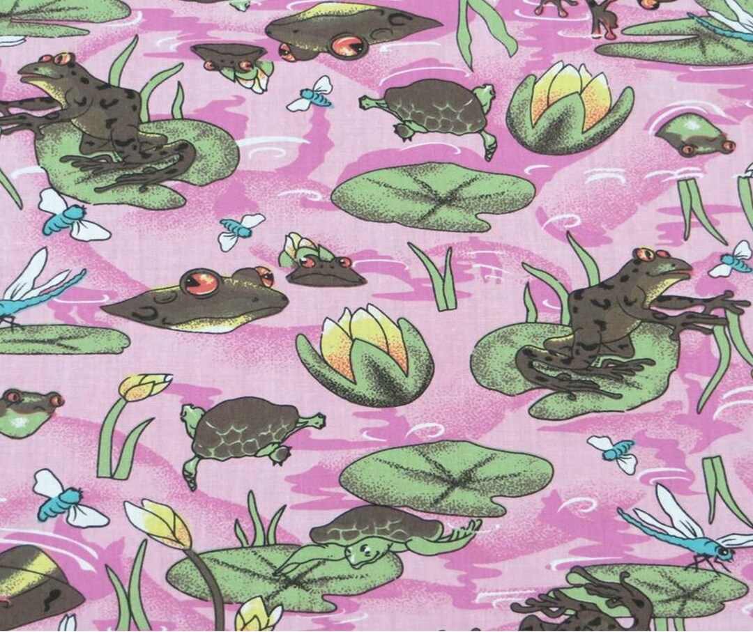 Frogs Print Fabric by the Yard - Etsy