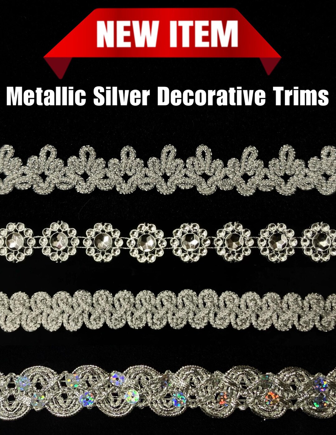 Metallic Silver Trims | Decorative Trims | Metallic Silver Stones ...