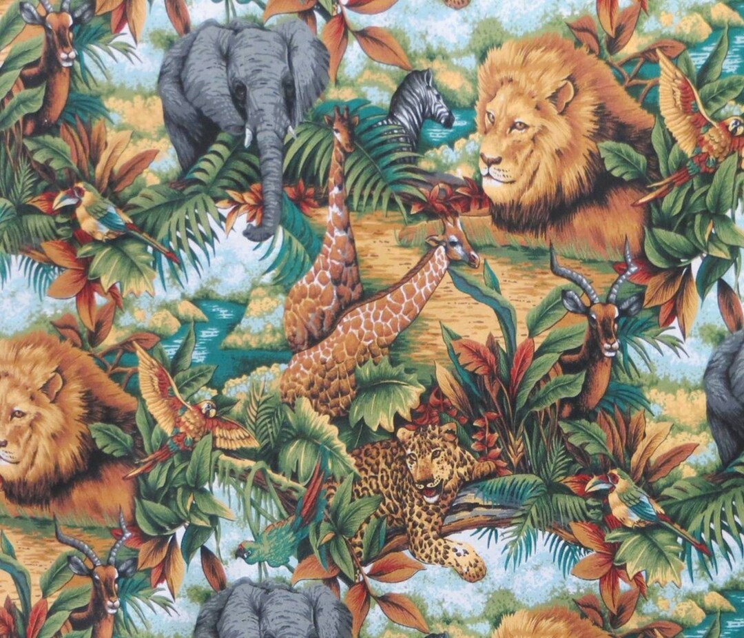 Zoo Animals 100% Cotton Fabric by the Yard - Etsy