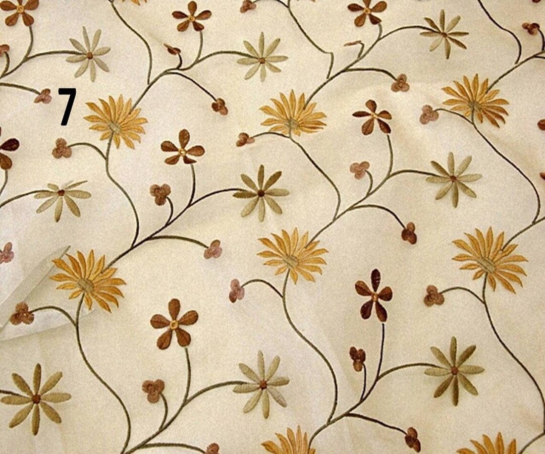 Light Gold Embroidered Sheer Fabrics by the Yard (STK #7) - Etsy