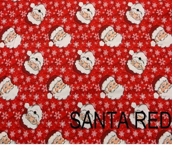 Red Christmas Print Santa Holiday Print Cotton Fabric by the - Etsy