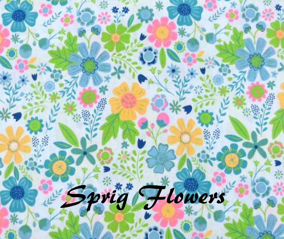 Spring Flowers Fabric Print by the Yard - Etsy