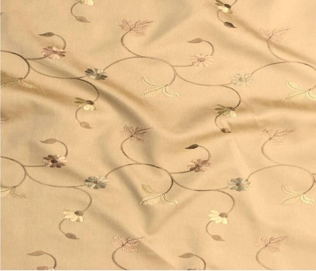Light Gold Embroidered Fabrics by the Yard (STK #37A) - Etsy