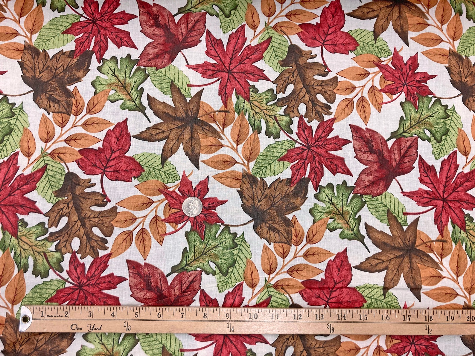 Autumn Leaves Cotton Print Fabric by the Yard - Etsy