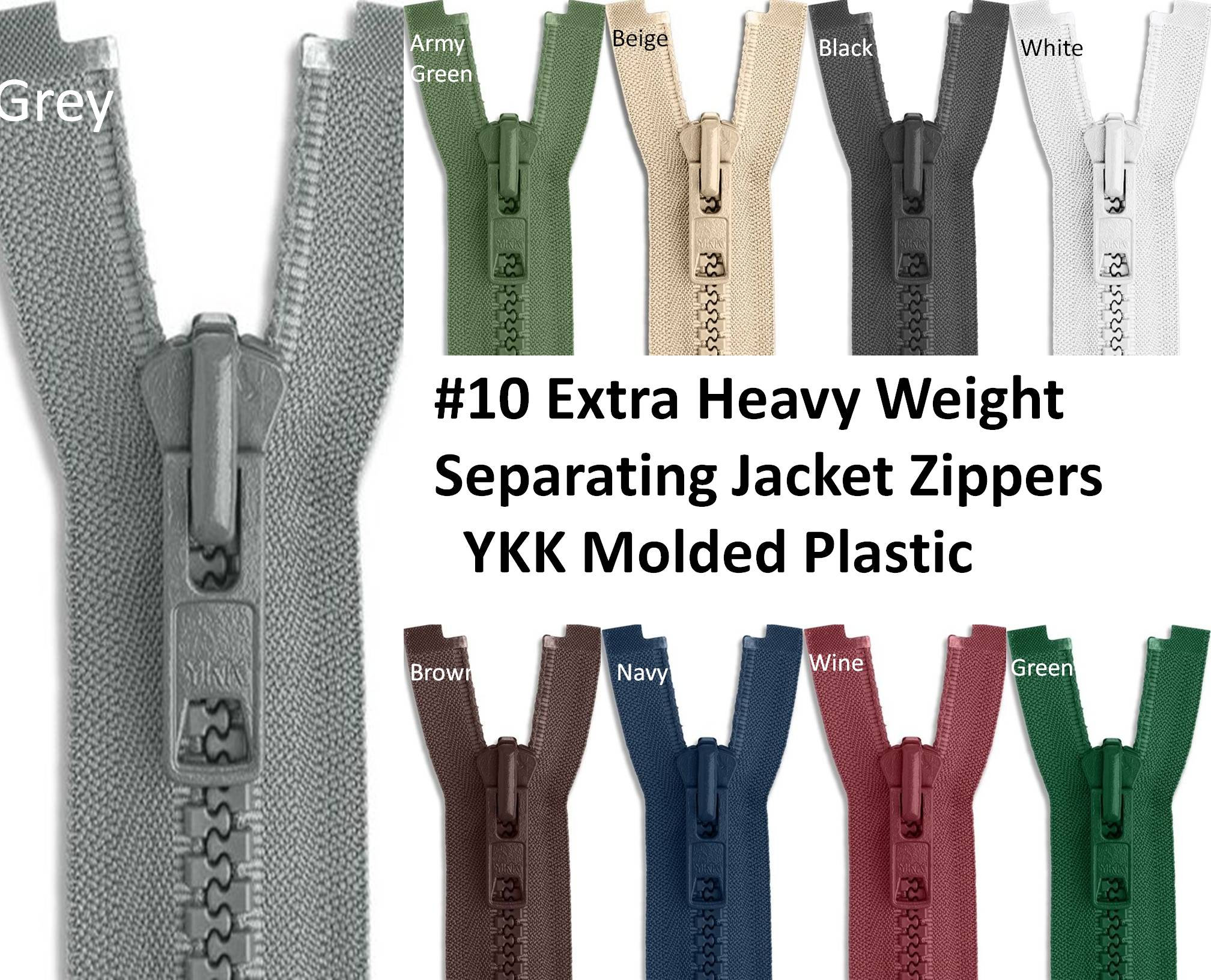 Plastic #10 Extra Heavy Jacket Zippers | Extra Heavy Separating Jacket ...
