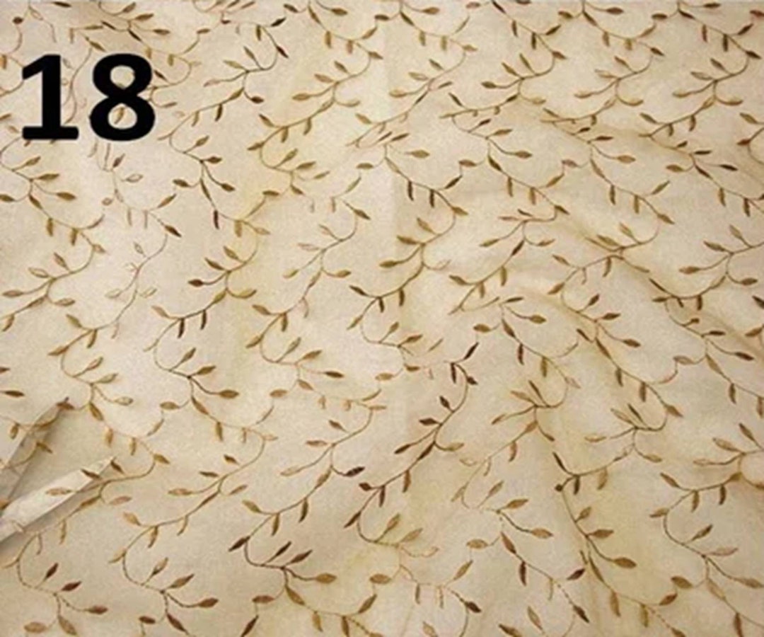 Tan Embroidered Sheer Fabric by the Yard (STK #18) - Etsy
