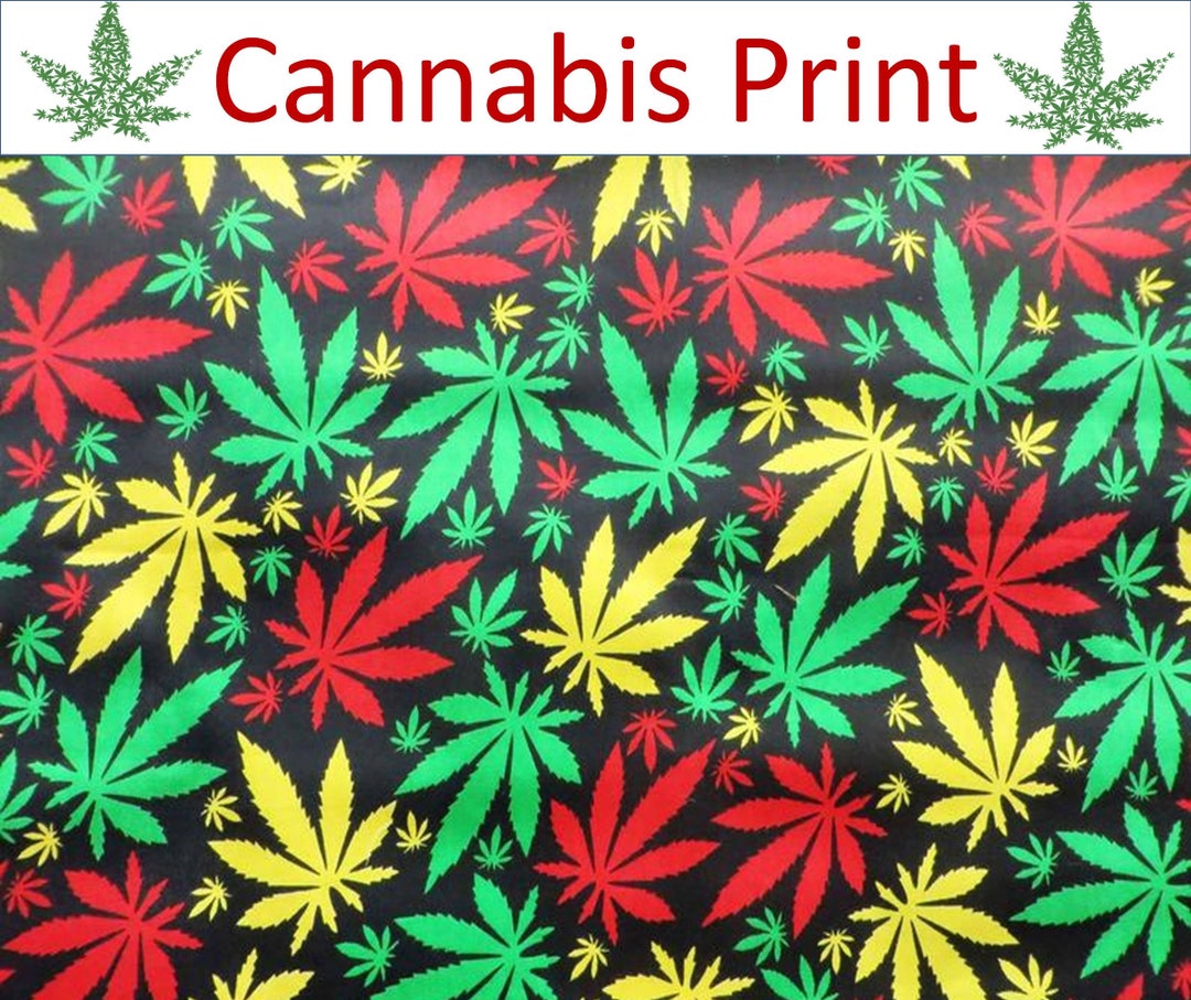Cannabis Marijuana Print Cotton by the Yard - Etsy