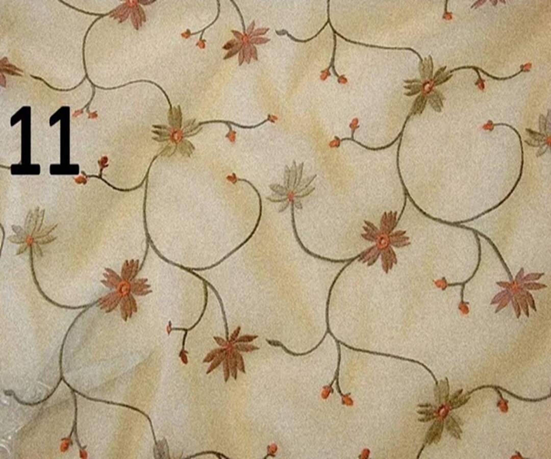 Beige Background Embroidered Sheer Fabrics by the Yard (STK #11) - Etsy
