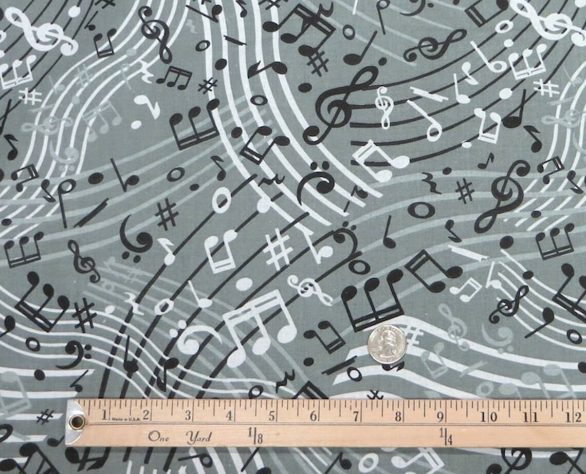 Music Notes Fabric Cotton by the Yard - Etsy