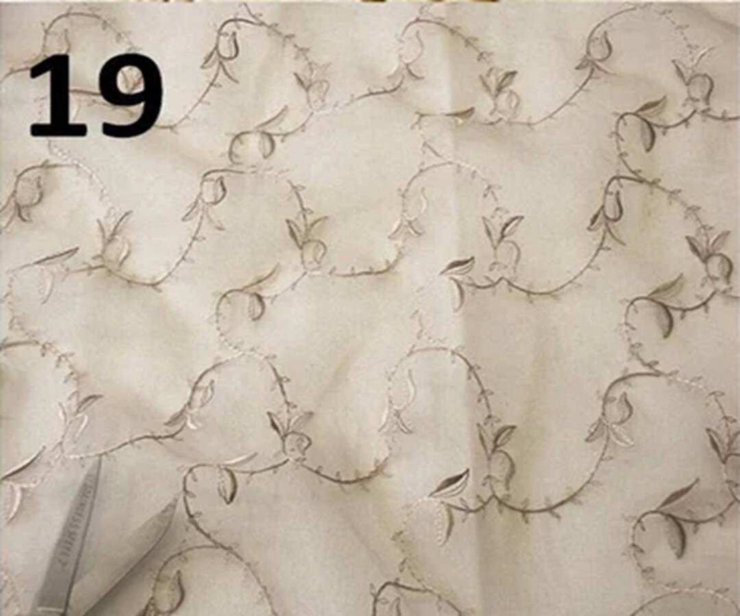 Beige Embroidered Sheer Fabric by the Yard (STK #19) - Etsy