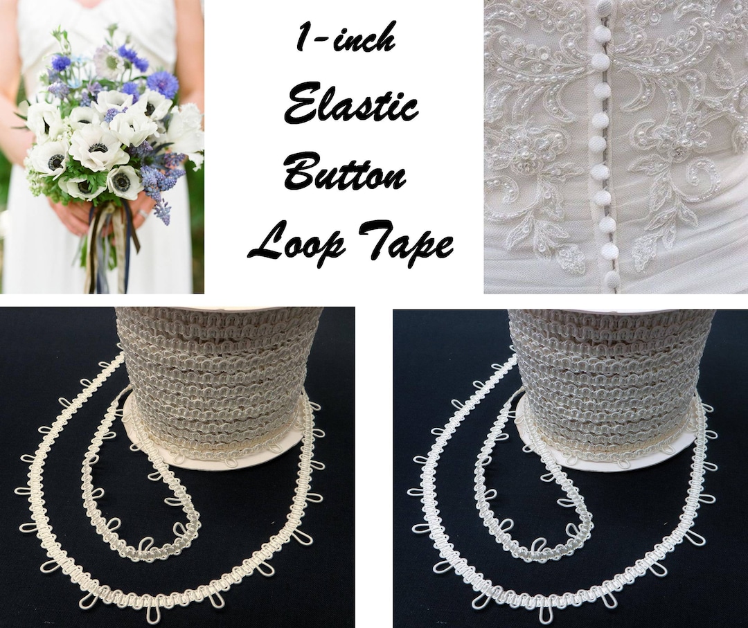 1-inch Elastic Button Loops Tape White | Ivory | Black - Etsy