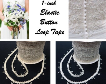 1/2-inch Elastic Button Loop Tape White Ivory Black | Etsy