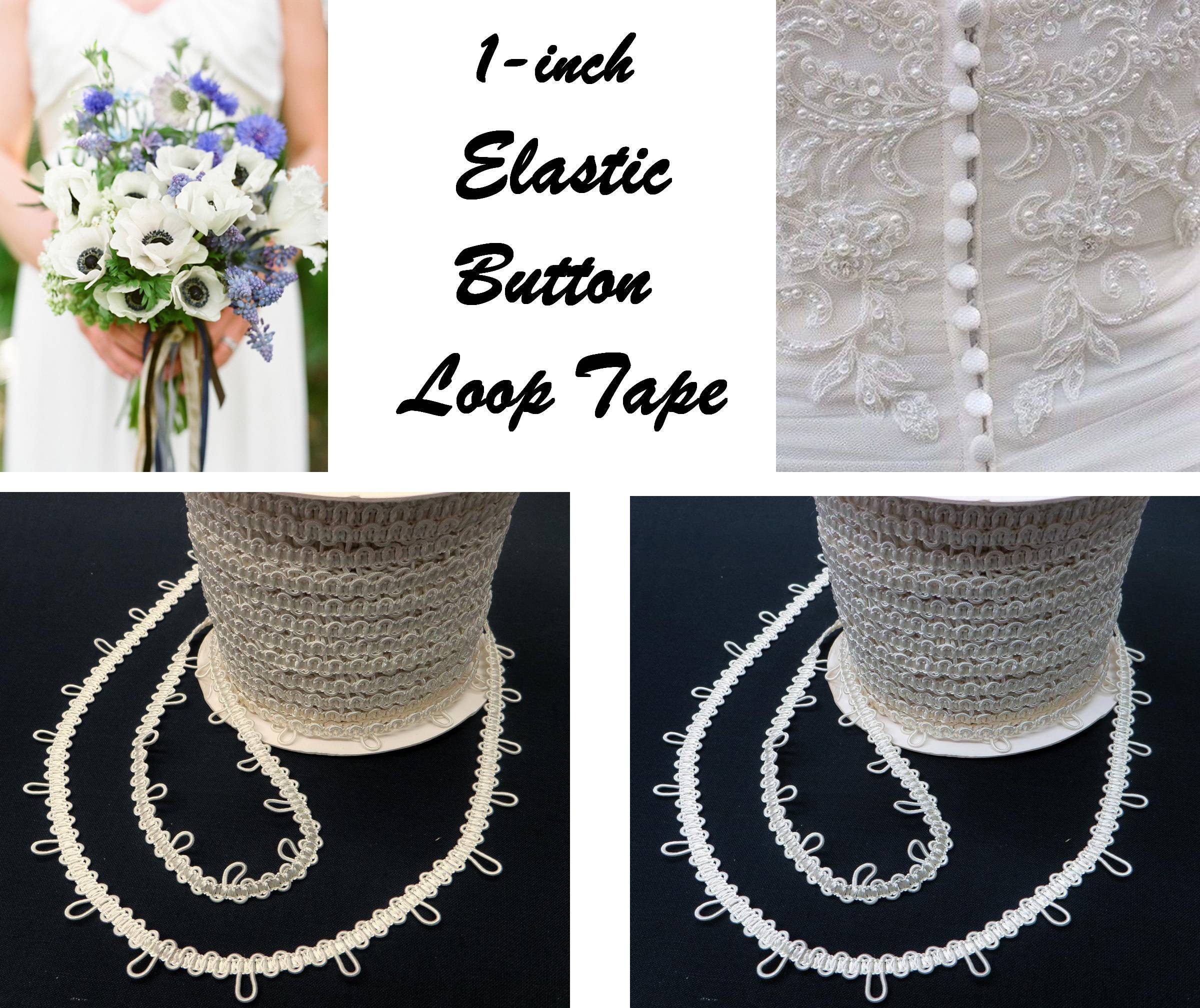 1-inch Elastic Button Loops Tape White | Ivory | Black - Etsy