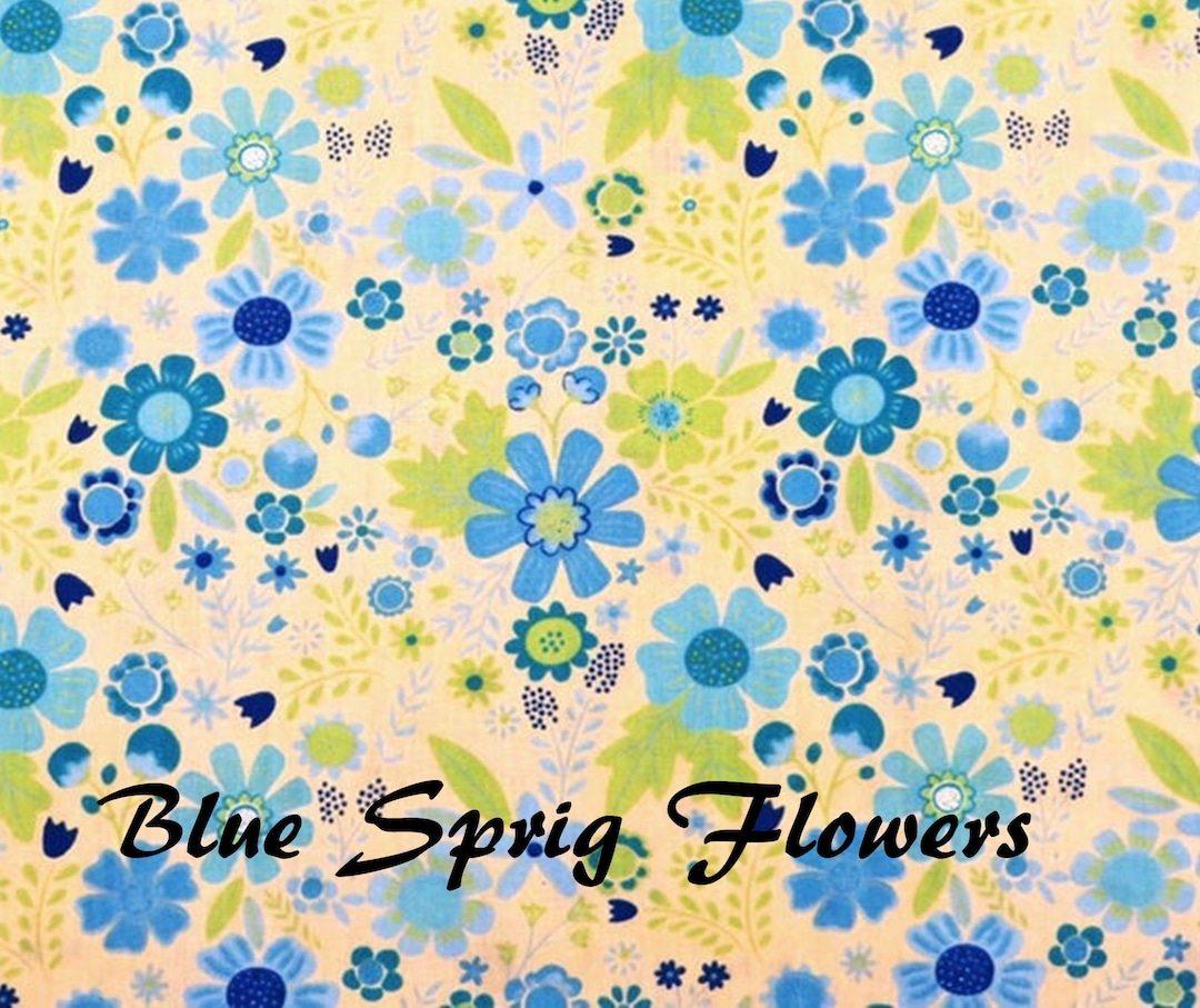 Blue Spring Flowers Fabric Print by the Yard - Etsy