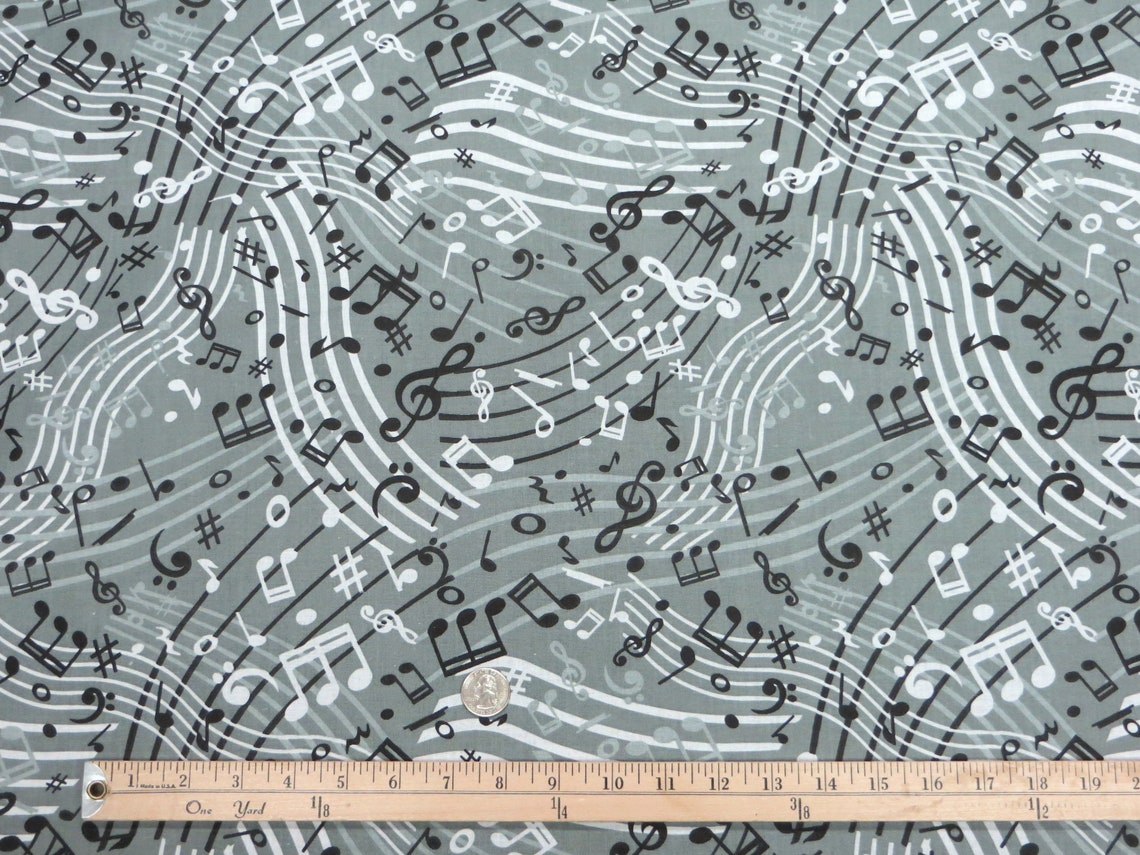 Music Notes Fabric Cotton by the Yard - Etsy