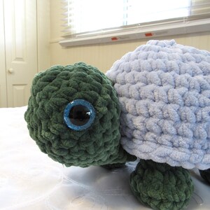 Hand-crocheted Large Land Turtle With Light Blue Sparkly Shell Plushie ...