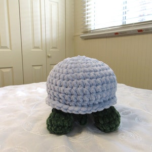 Hand-crocheted Large Land Turtle With Light Blue Sparkly Shell Plushie ...