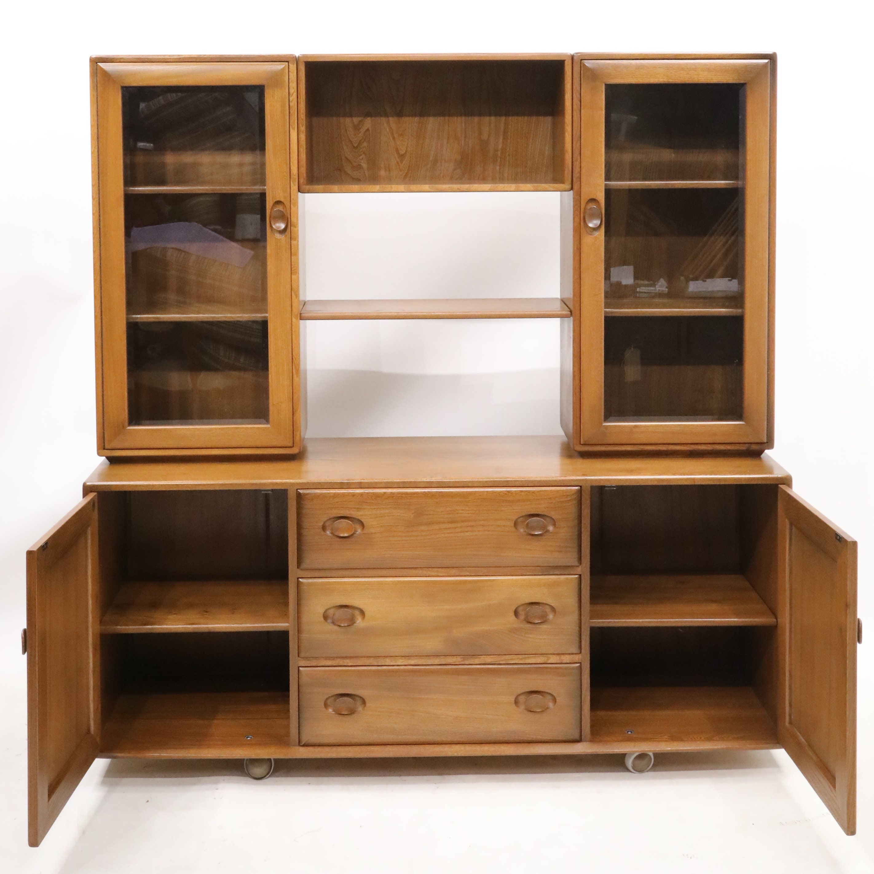 Retro Ercol Windsor Sideboard Display Cabinets Golden Dawn FREE UK ...