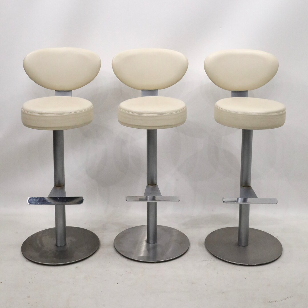 3 Chrome Breakfast Bar Stools With Leatherette Seats FREE Nationwide ...