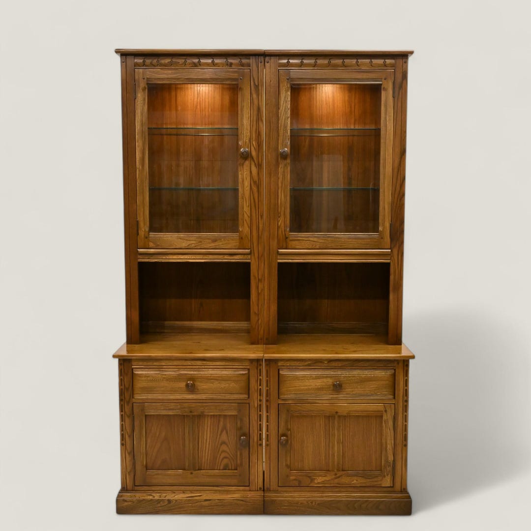 Ercol Mural Wall Unit Cupboard/display 4 Piece Golden Dawn FREE UK ...