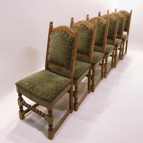 6 Old Charm Exeter Dining Chairs Studded Upholstery Vintage FREE UK Delivery Etsy