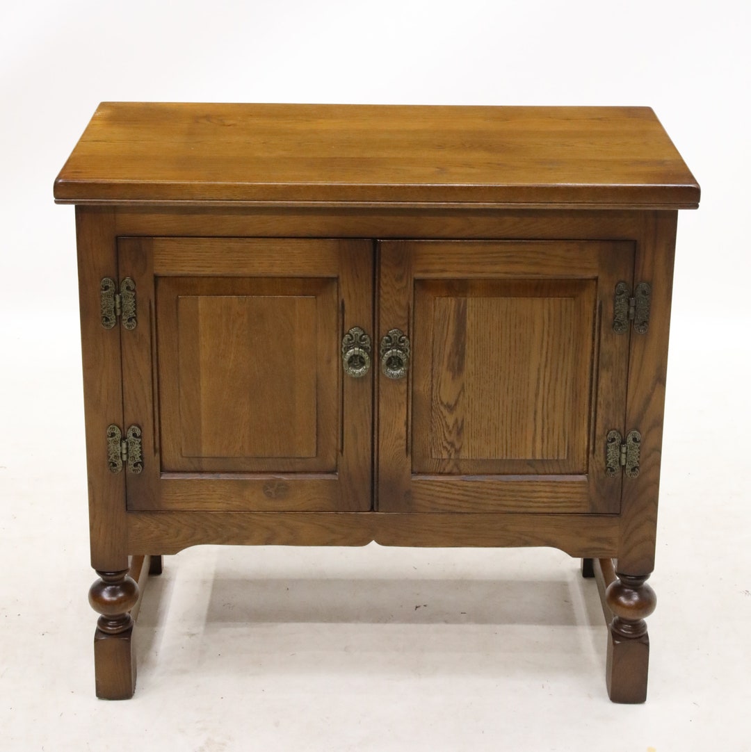 Old Charm Pedestal Cabinet Table With Shelved Cupboard Light Oak FREE ...