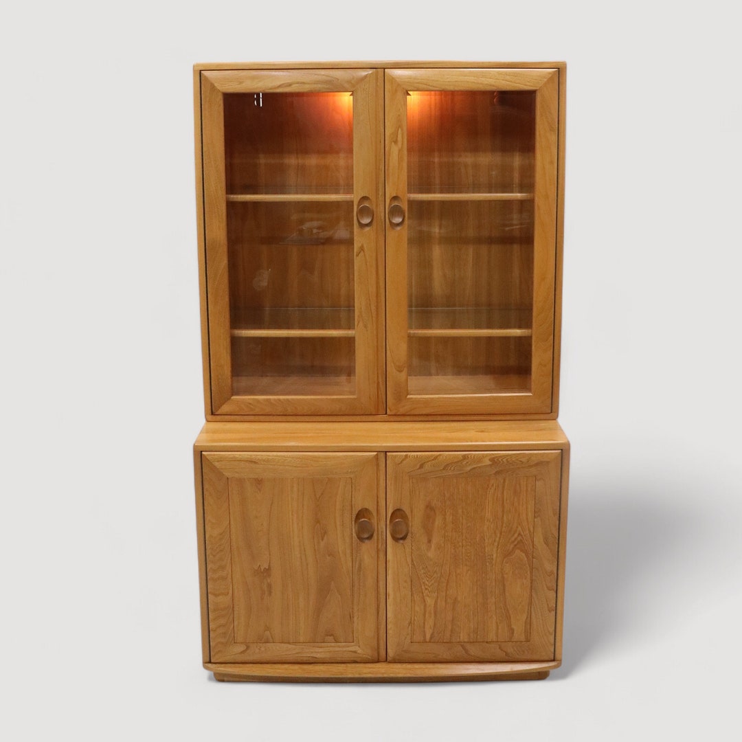 Ercol Windsor Sideboard Display Cabinet Top Light Finish FREE UK ...