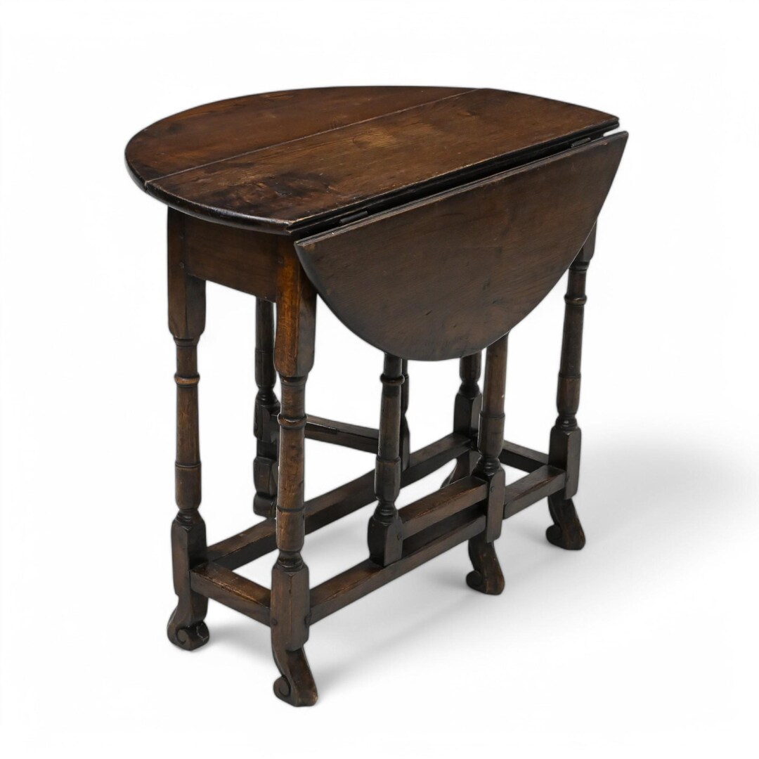 Antique Oak Gate Leg Drop Leaf Dining/breakfast Table Scroll Feet FREE ...