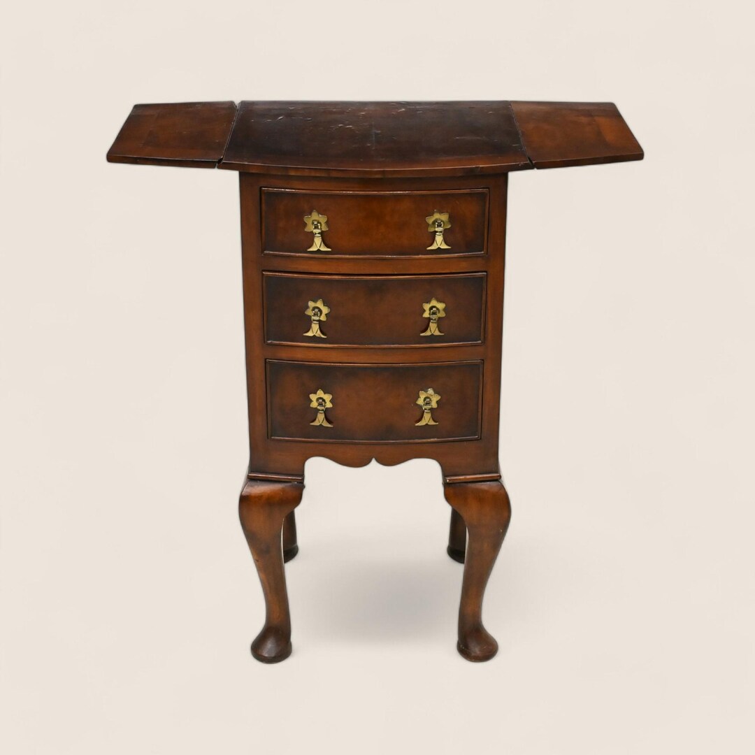 Antique Small Walnut Bedside/side Chest of Drawers Drop Leaves FREE UK ...