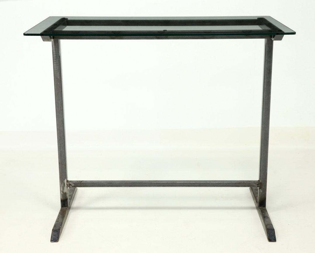 Tall Cafe Bistro Table Industrial Metal Frame Glass Top FREE Nationwide ...