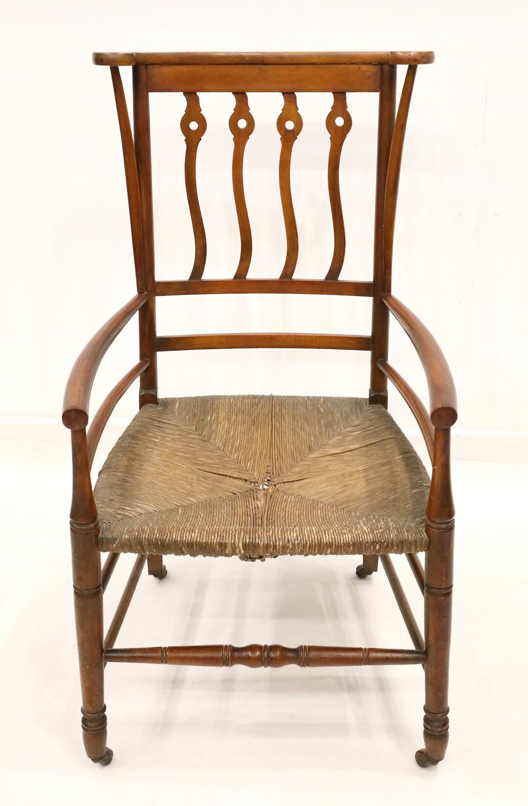 Arts and Crafts Elbow Chair Rush Seat Casters FREE UK DELIVERY - Etsy