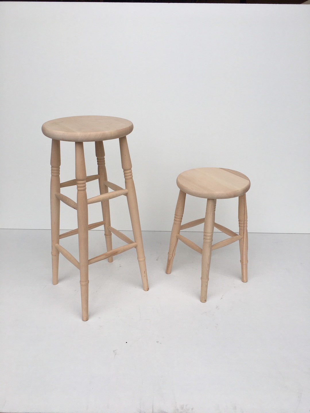 Solid Beech Bar Stools High and Low Available. Unfinished Ready to Finish at Home. - Etsy UK