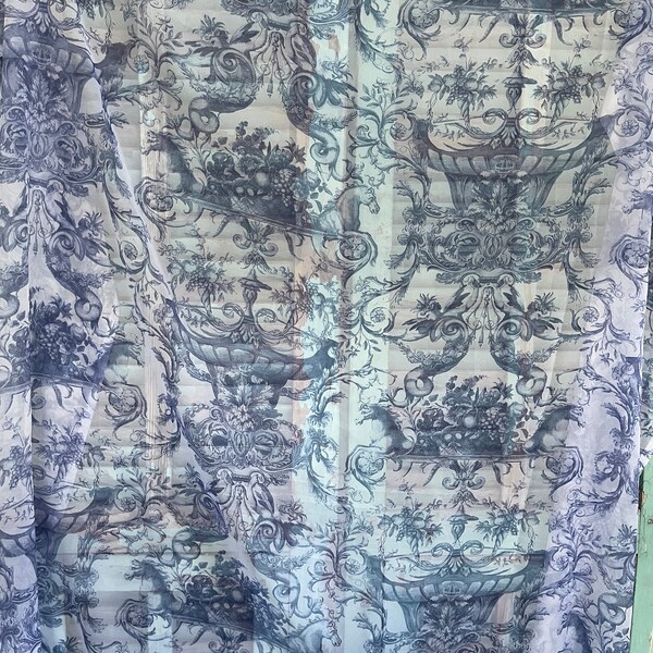 Blue Toile Fabric - Etsy