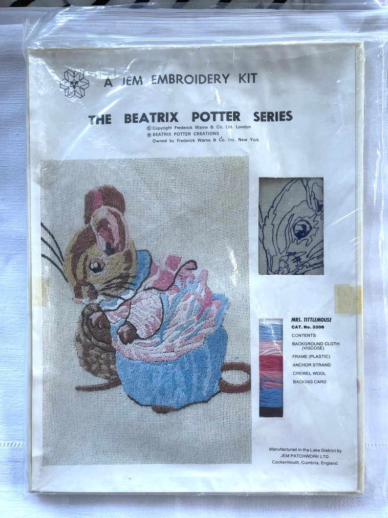 BEATRIX POTTER JEM Vintage Embroidery Kit - Etsy
