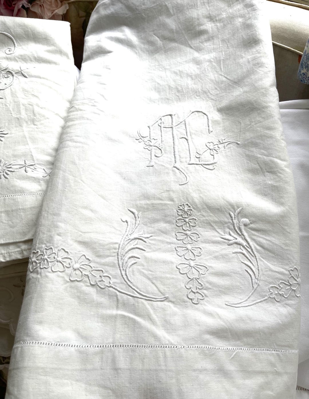 Antique FRENCH Monogrammed SHEET MC - Etsy