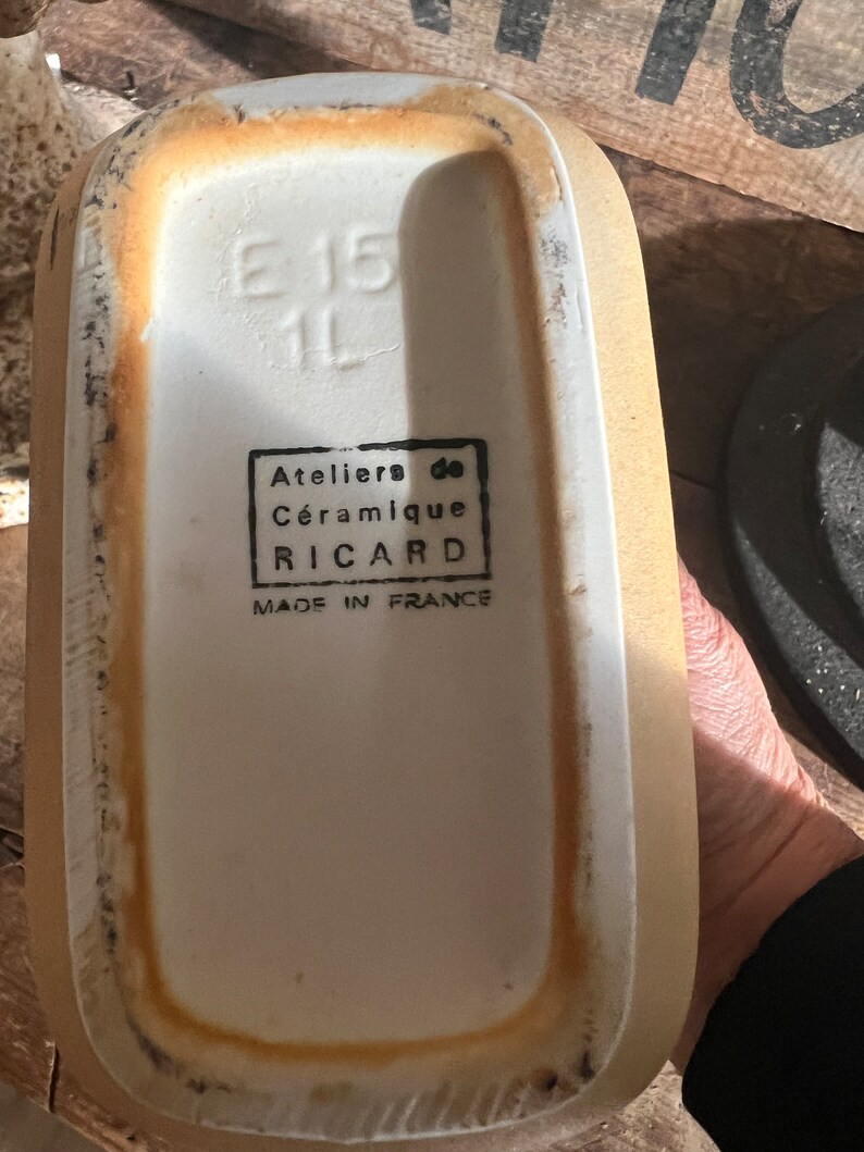 Vintage French Ricard Anisette Water Jug, Ceramic Matt Brown Rectangle ...