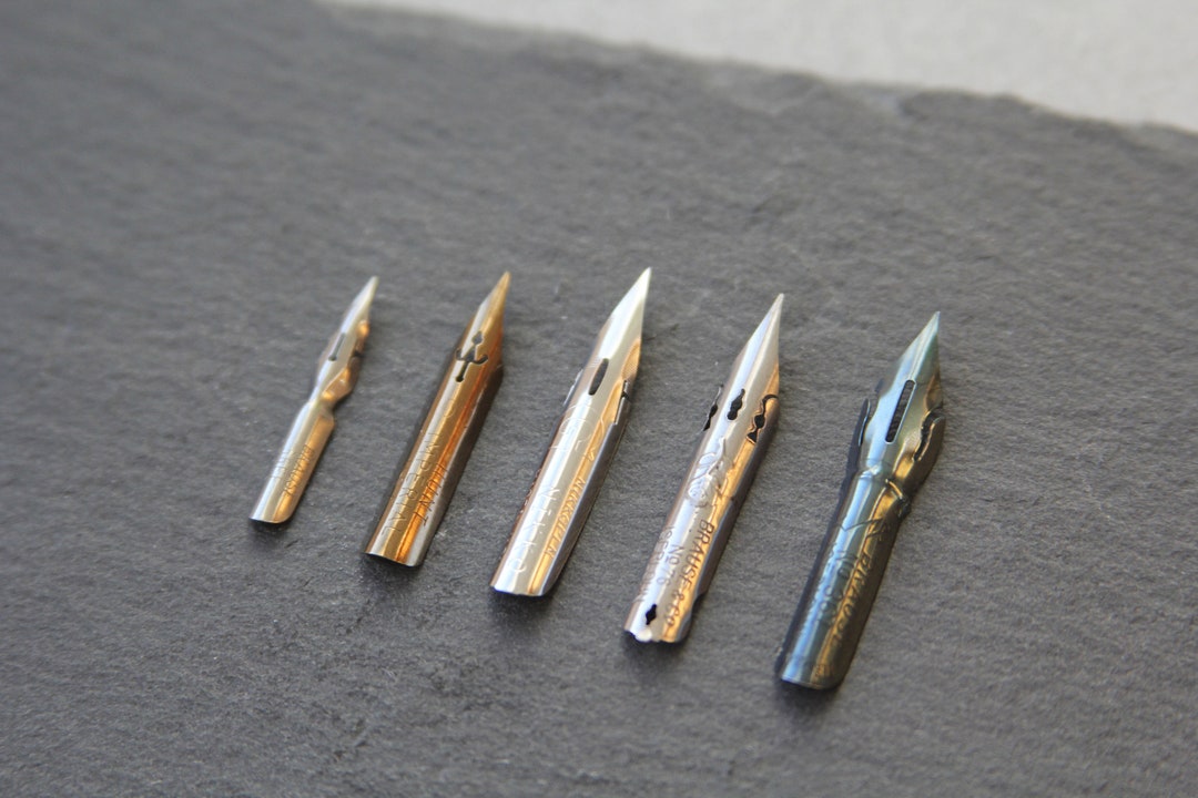 5 Pointed Nibs for Calligraphy / Nikko G / Brause: Steno 361, Rose 76 ...