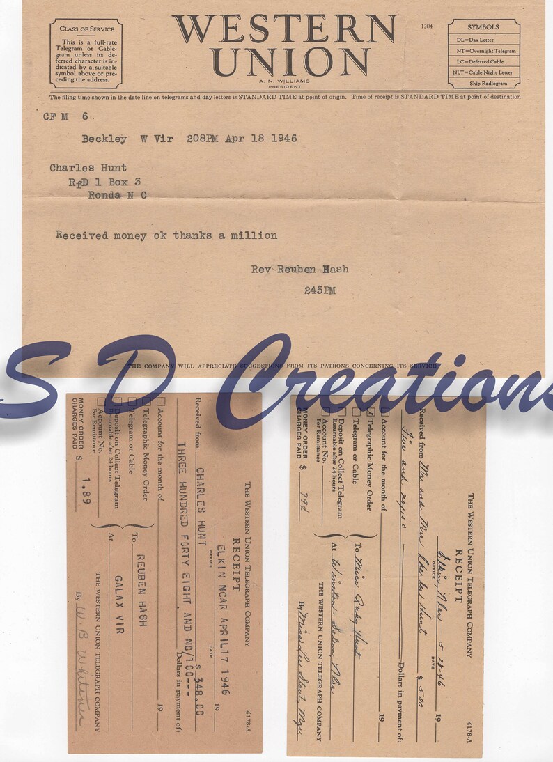 1900's Antique Vintage Western Union Ephemera for Collage, Signatures ...