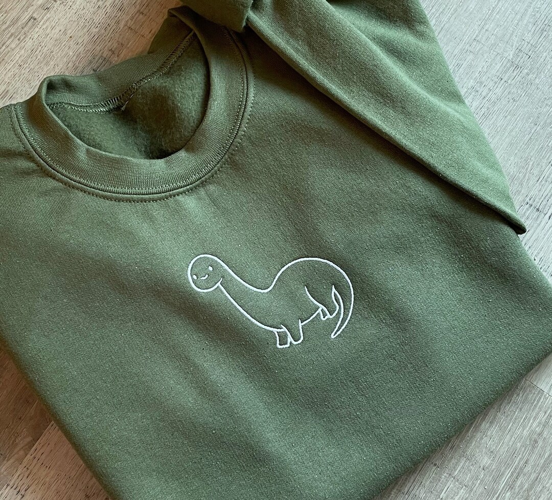 Embroidered Dinosaur Sweatshirt, Cute Dinosaur Crewneck, Paleontologist ...
