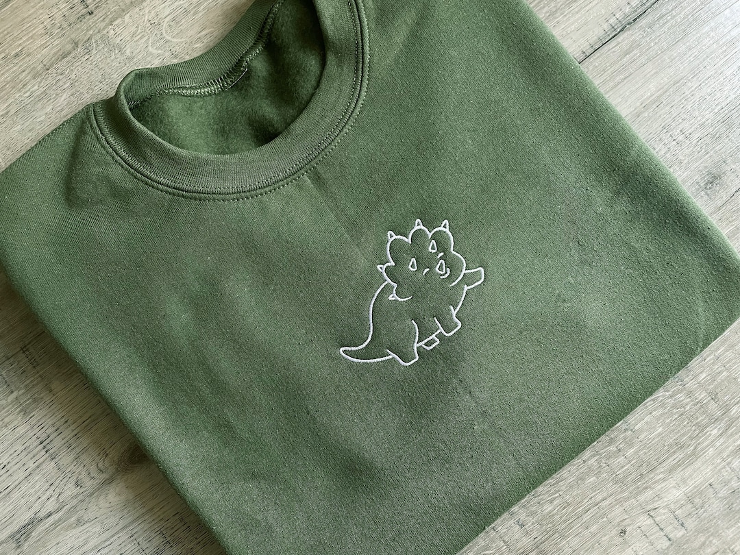 Embroidered Dinosaur Sweatshirt Dinosaur Sweater Dino Sweatshirt ...